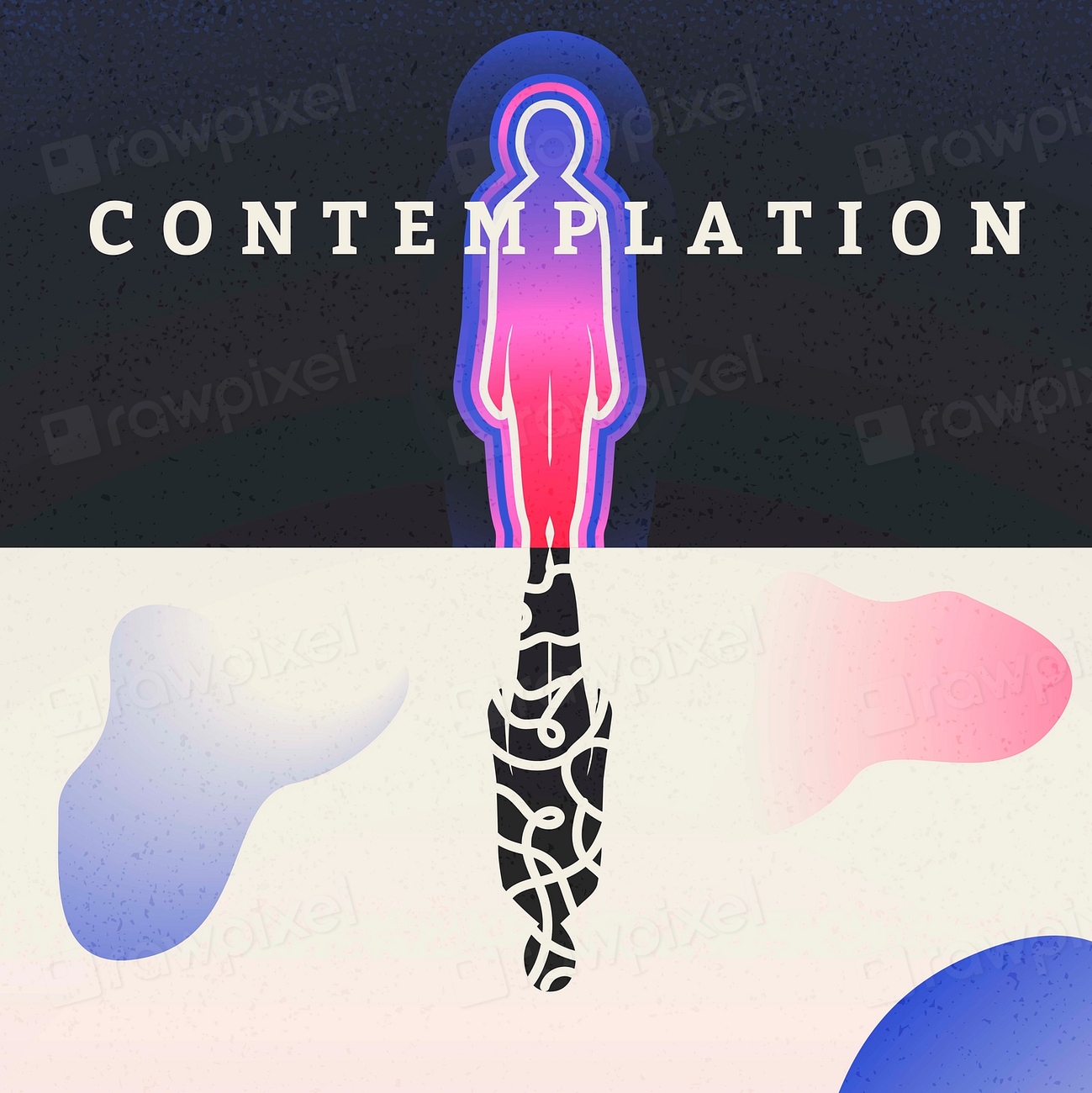 Contemplation Instagram post template, human | Premium Vector Template ...