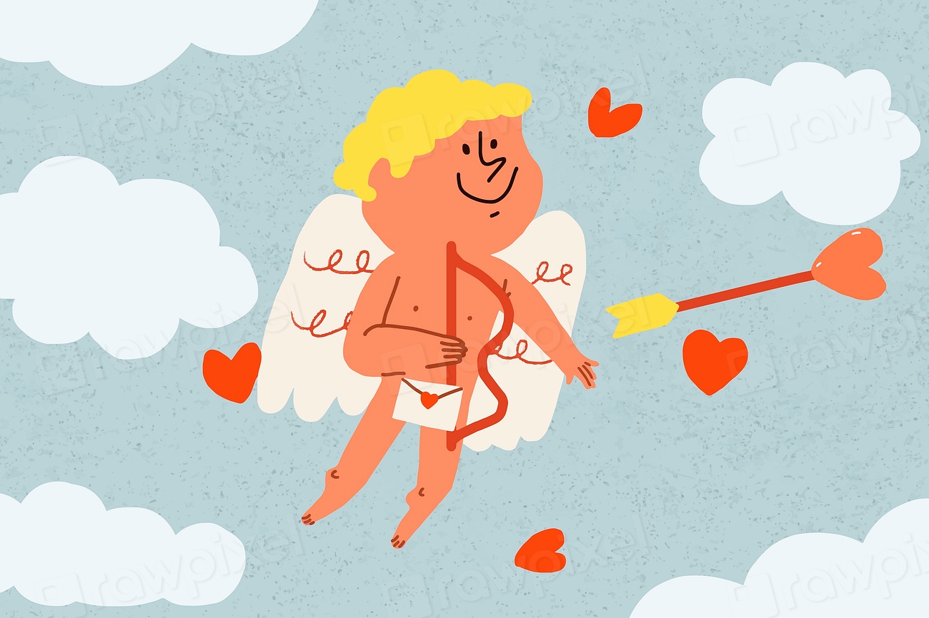 Blue cupid background, Valentine’s celebration | Premium Vector ...