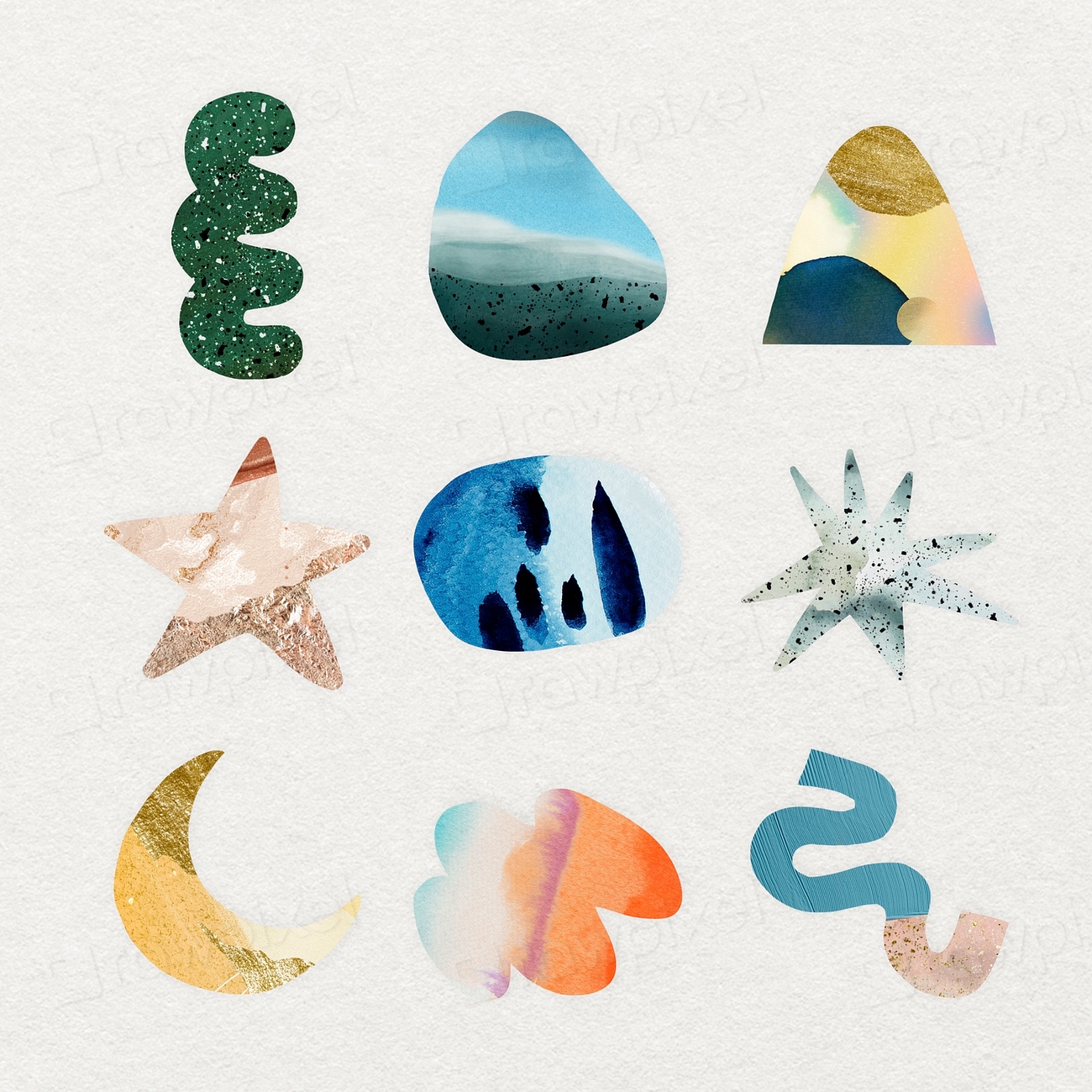 Aesthetic shapes clipart, colorful abstract | Free PSD - rawpixel