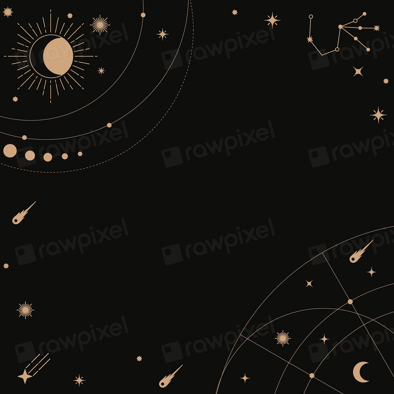 Celestial frame background, abstract black | Premium PSD - rawpixel