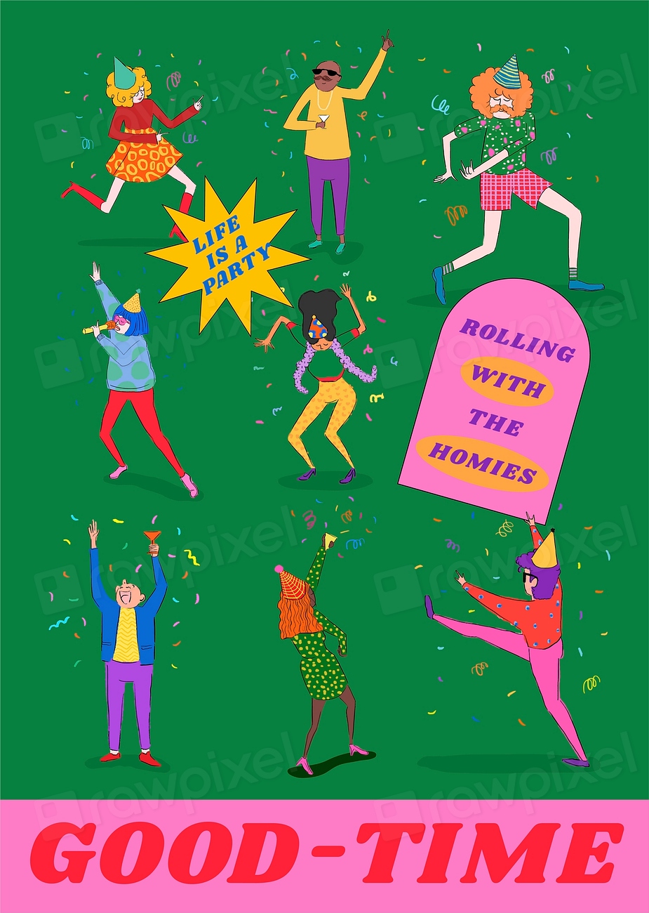 Cute party invitation template for poster | Premium Vector Template ...