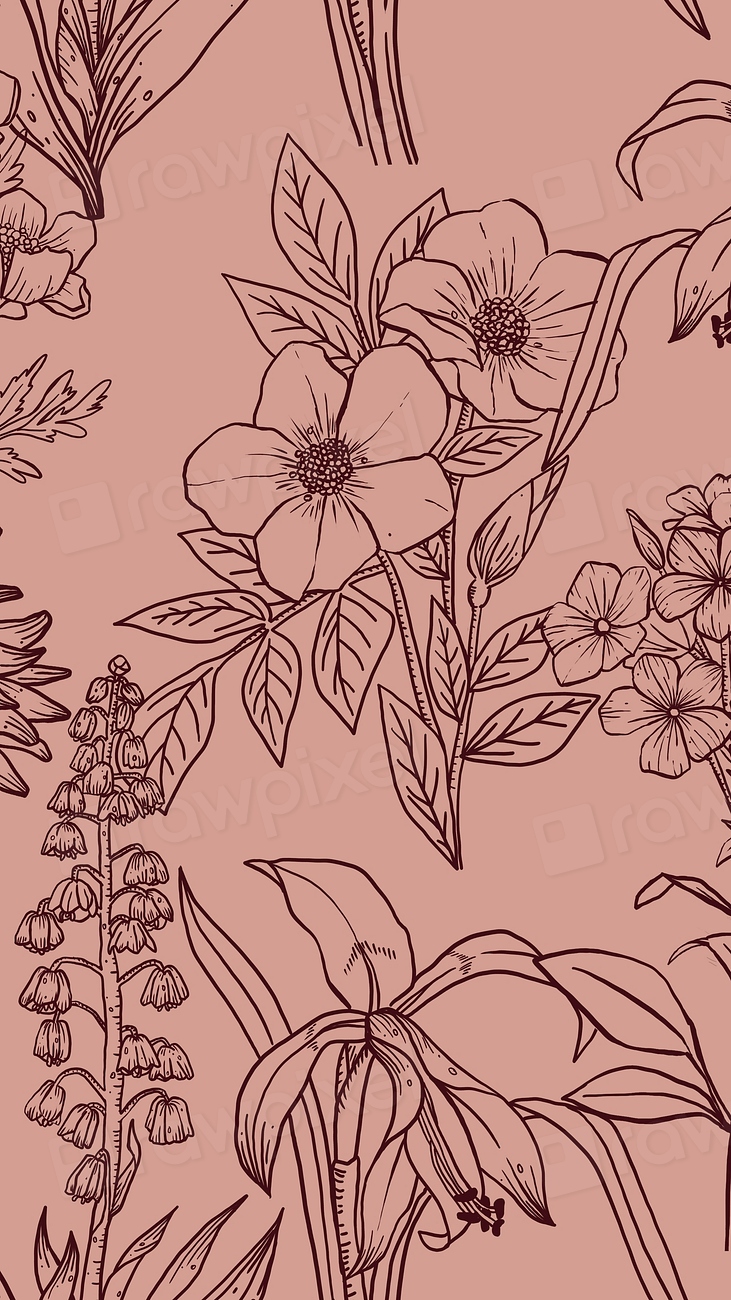 Floral phone wallpaper, hand drawn | Free Photo Illustration - rawpixel