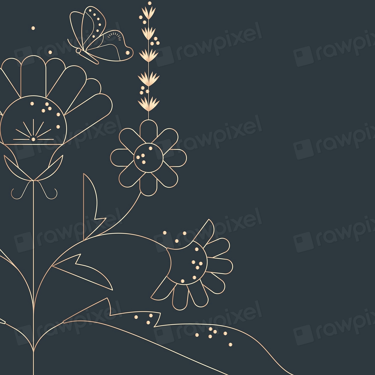 Floral background, line art, botanical | Free Photo - rawpixel