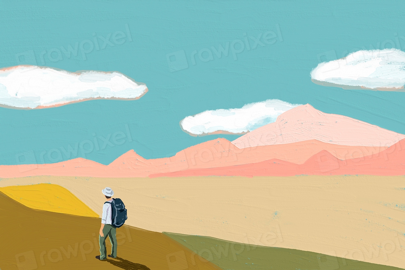 Travel background, landscape design, paint | Premium PSD Illustration ...