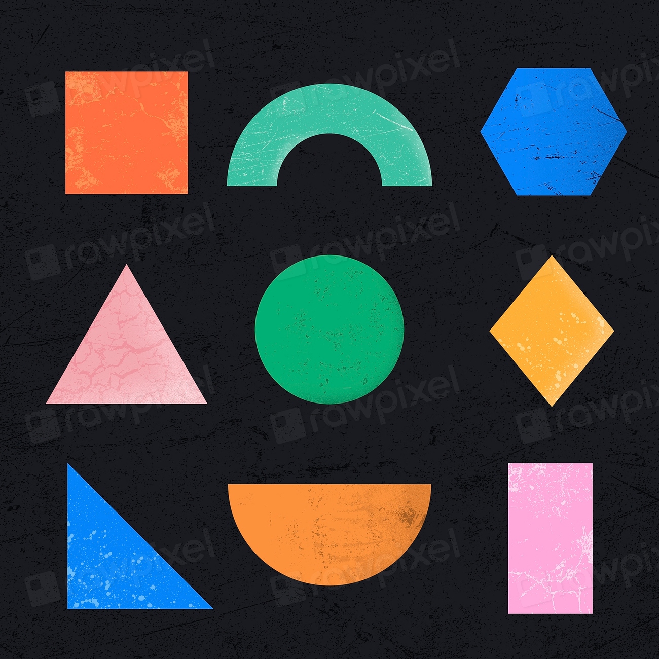 Basic shapes collage element, flat | Premium PSD - rawpixel