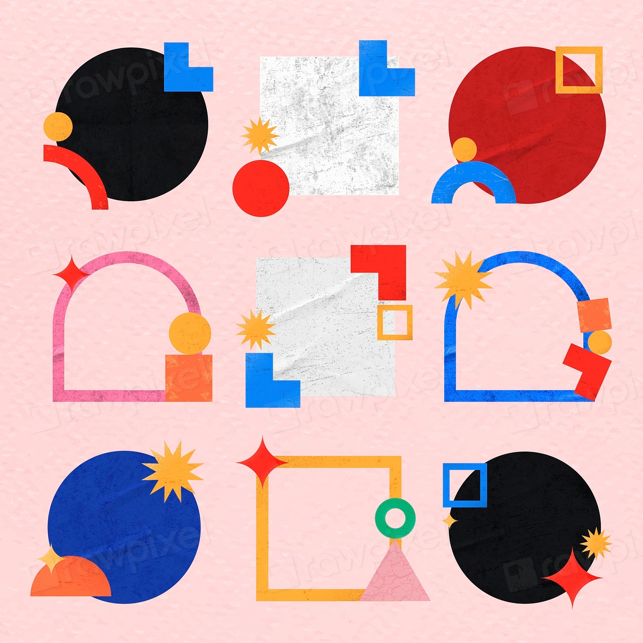 Geometric shapes frame background, memphis | Premium Vector - rawpixel