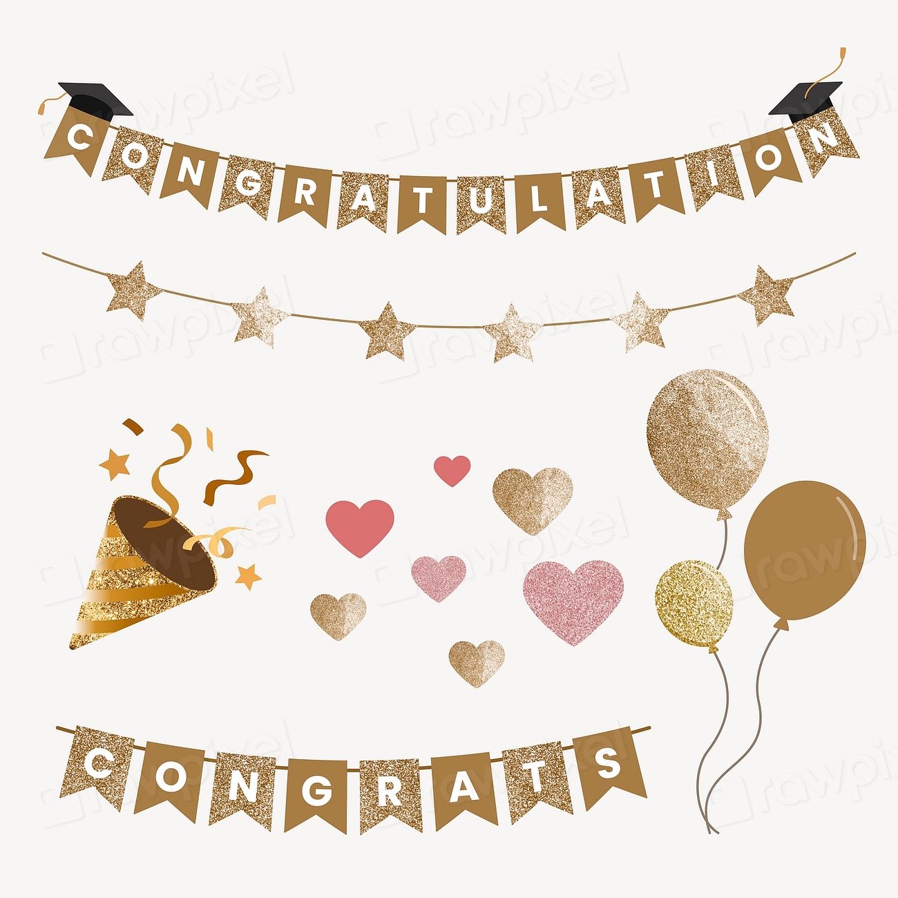 Gold congratulations, graduation, decoration element | Premium Vector ...