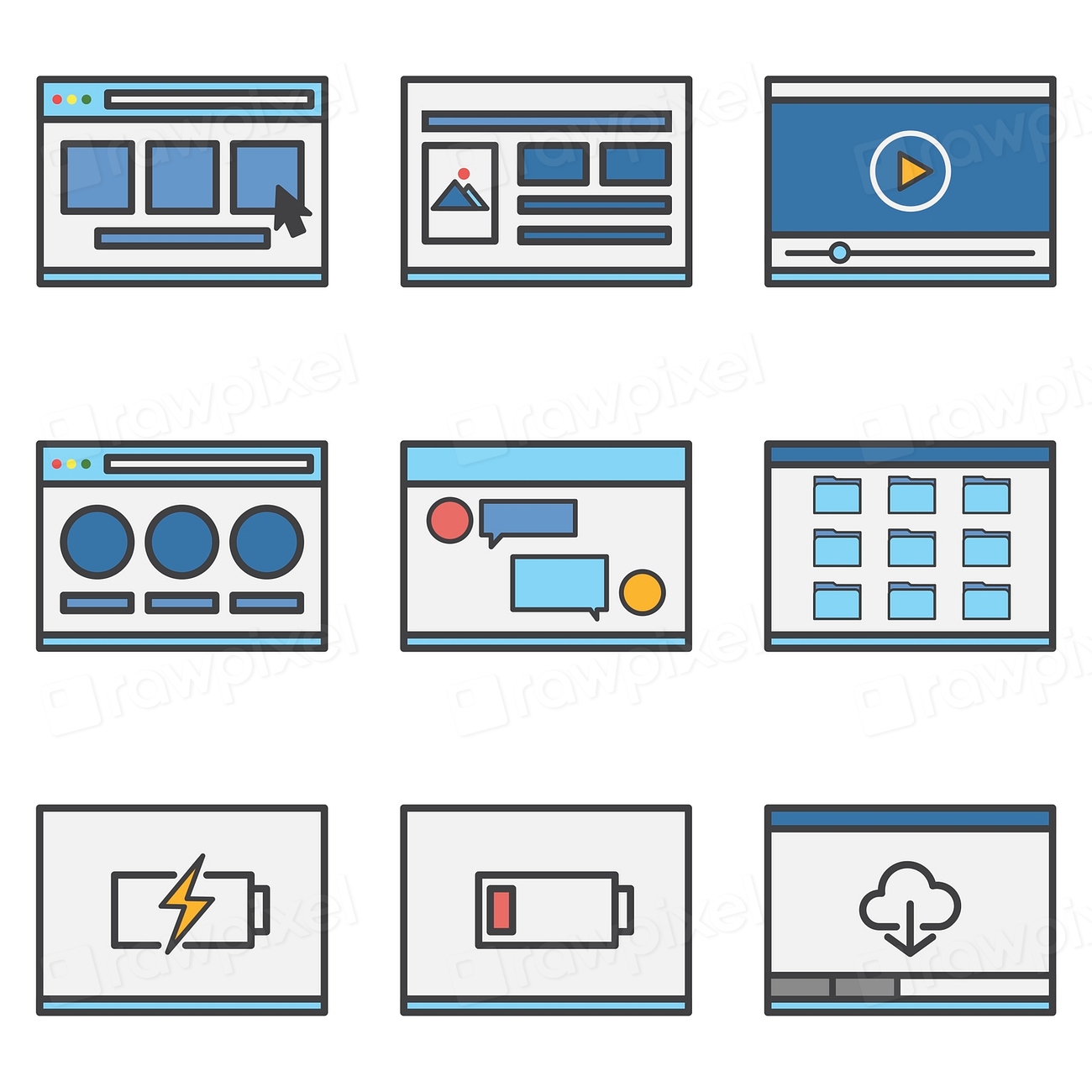 Illustration set of web pages | Premium Vector - rawpixel