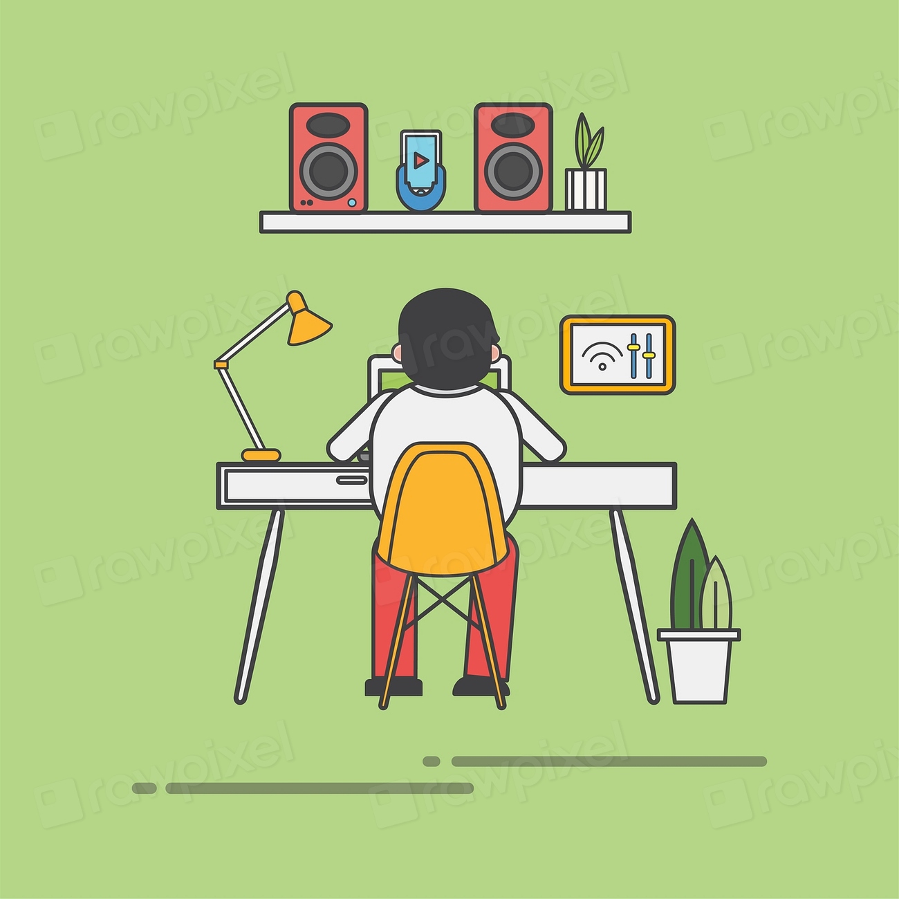 Guy working his desk vector | Premium Vector Illustration - rawpixel