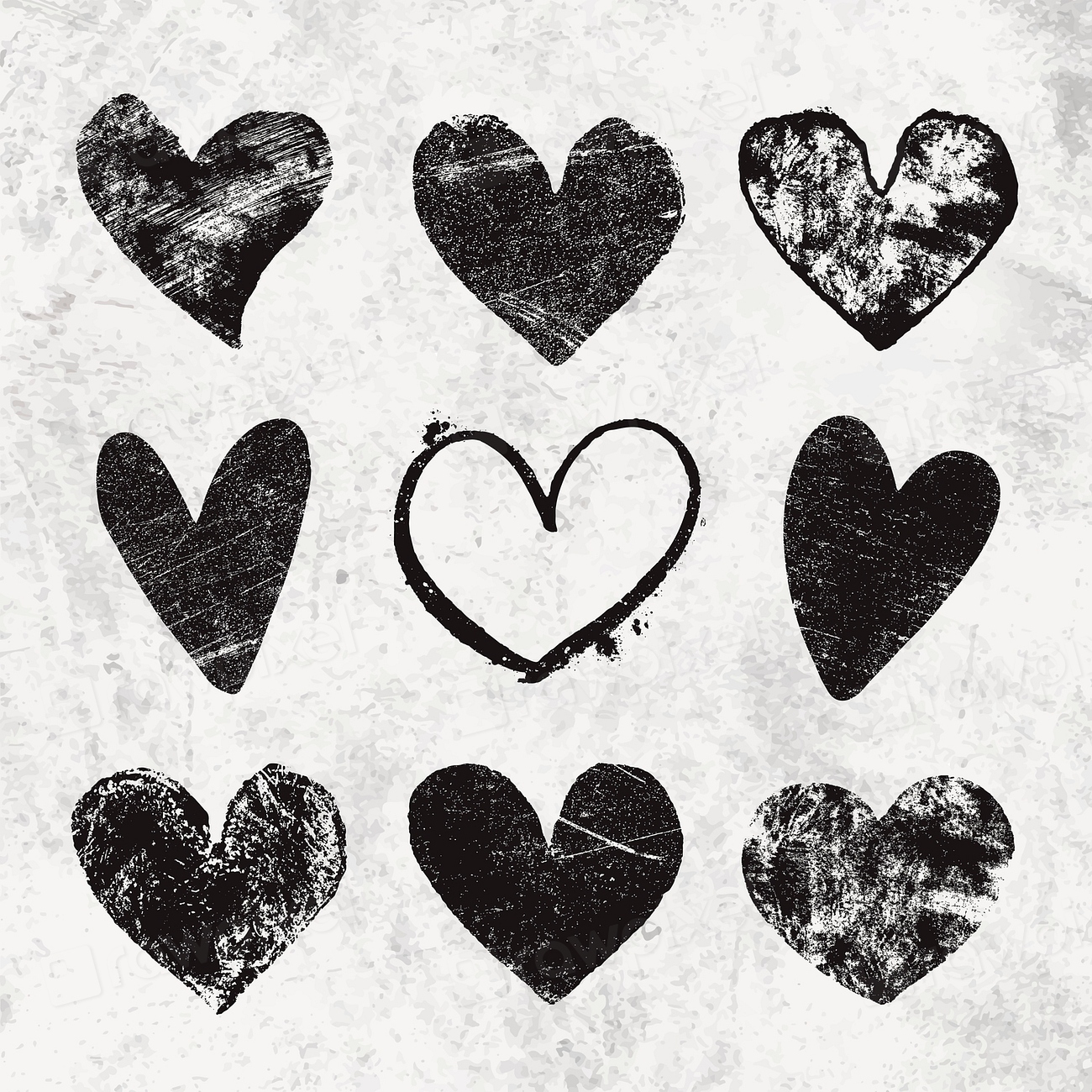 Black grunge heart stickers set | Premium Vector - rawpixel