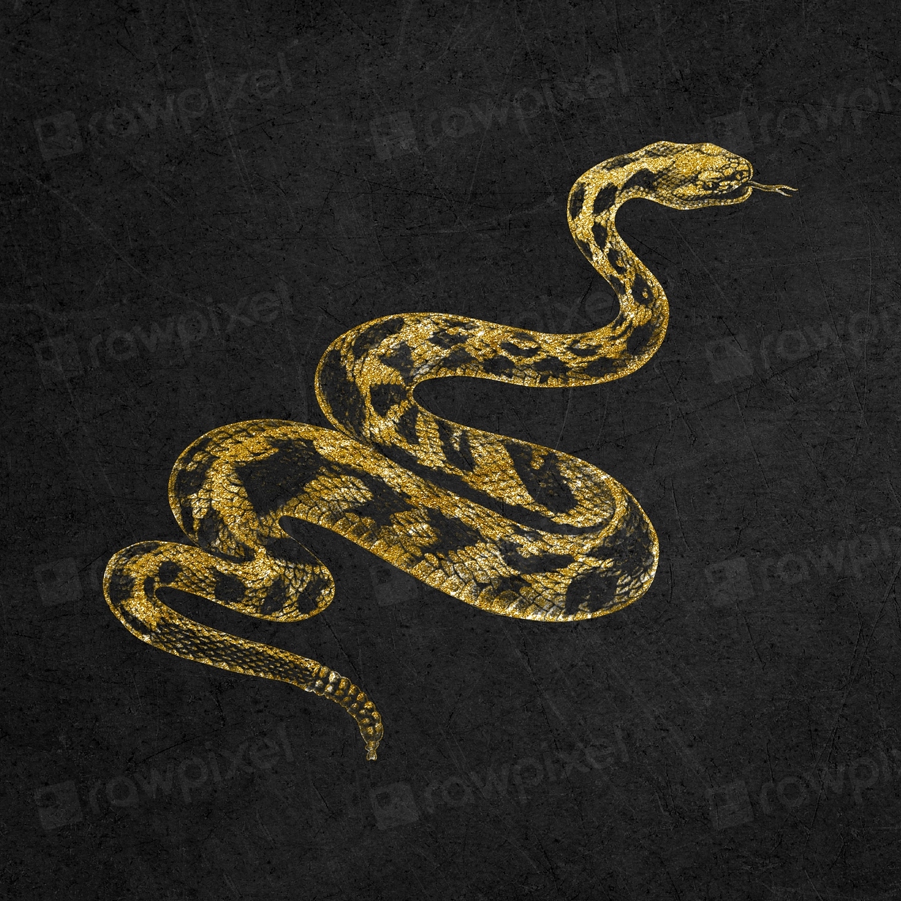 Snake collage element, gold glitter | Premium PSD - rawpixel