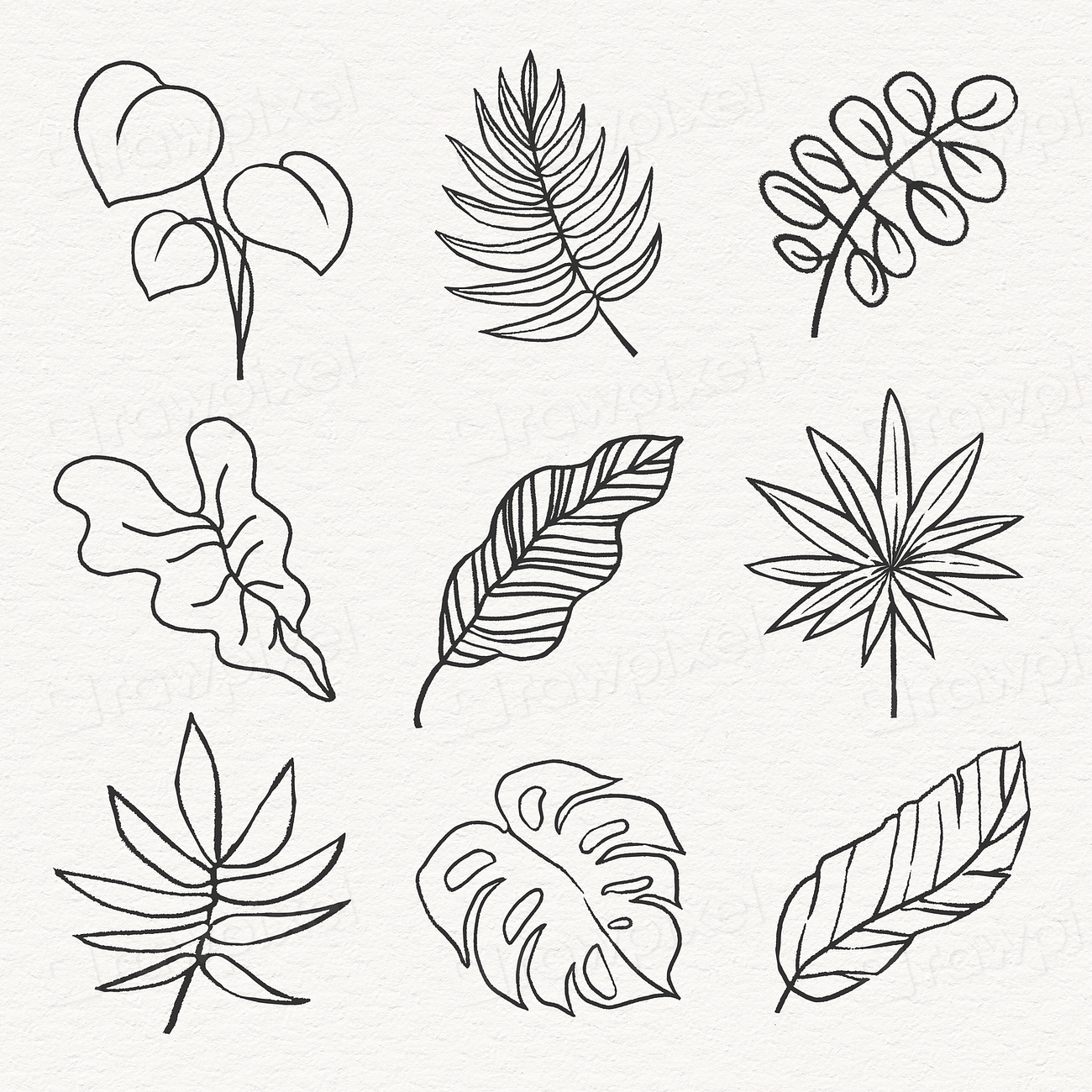 Simple leaf line art collage | Premium PSD - rawpixel