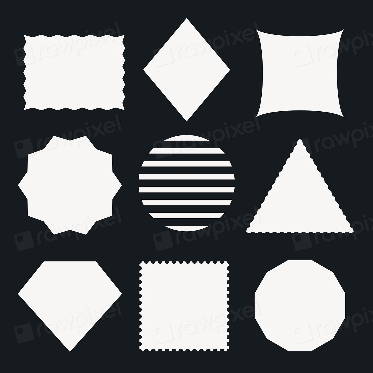Geometric Stickers, White Shape Simple | Free Vector - Rawpixel