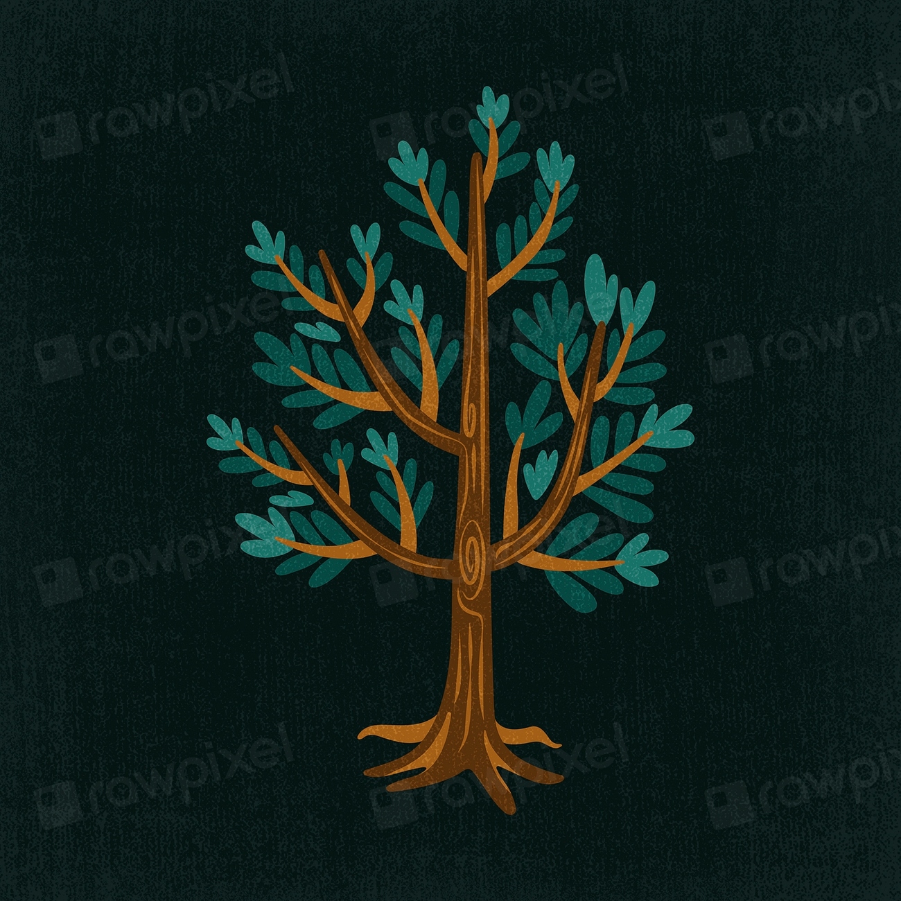 Tree sticker, aesthetic nature cartoon | PSD - rawpixel