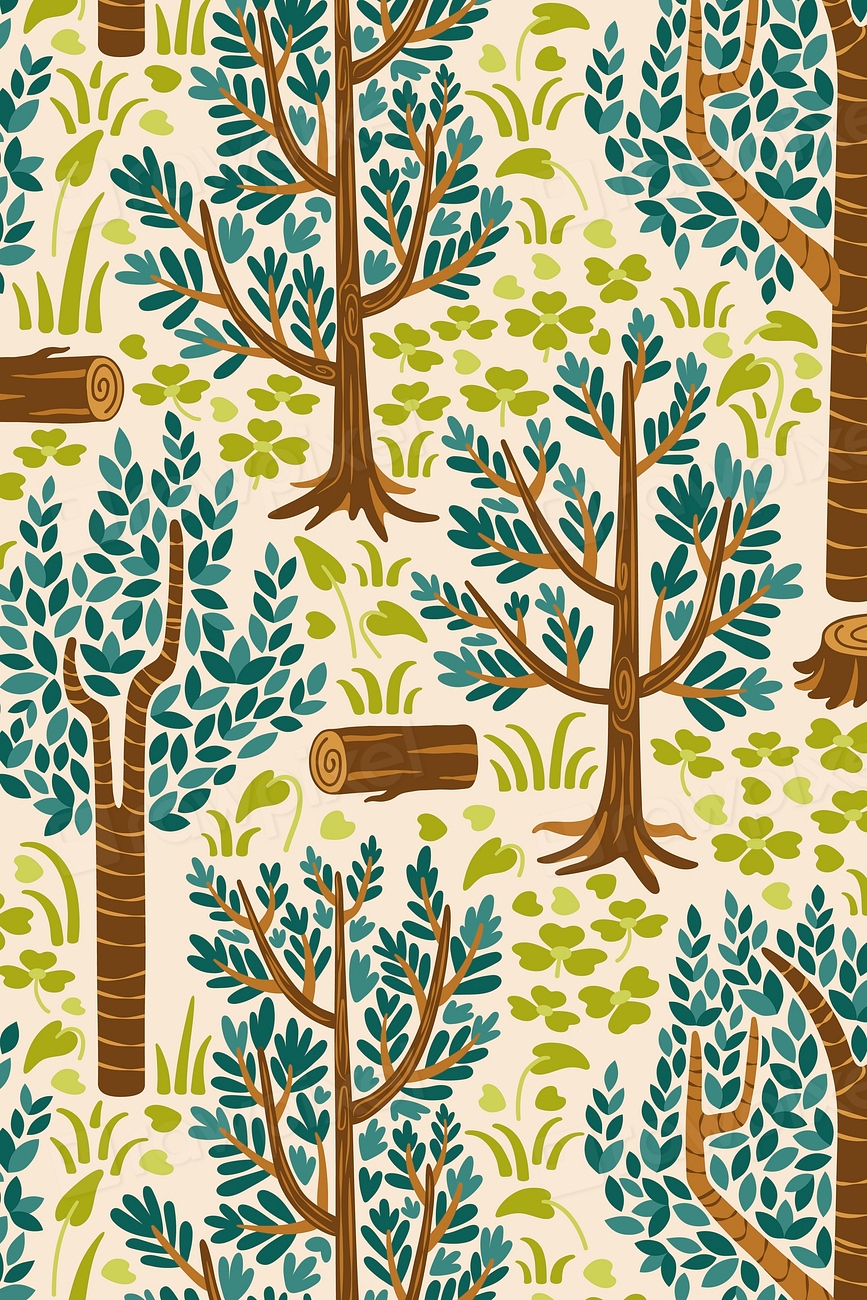 Forest seamless pattern background, fairytale | Vector Illustration ...
