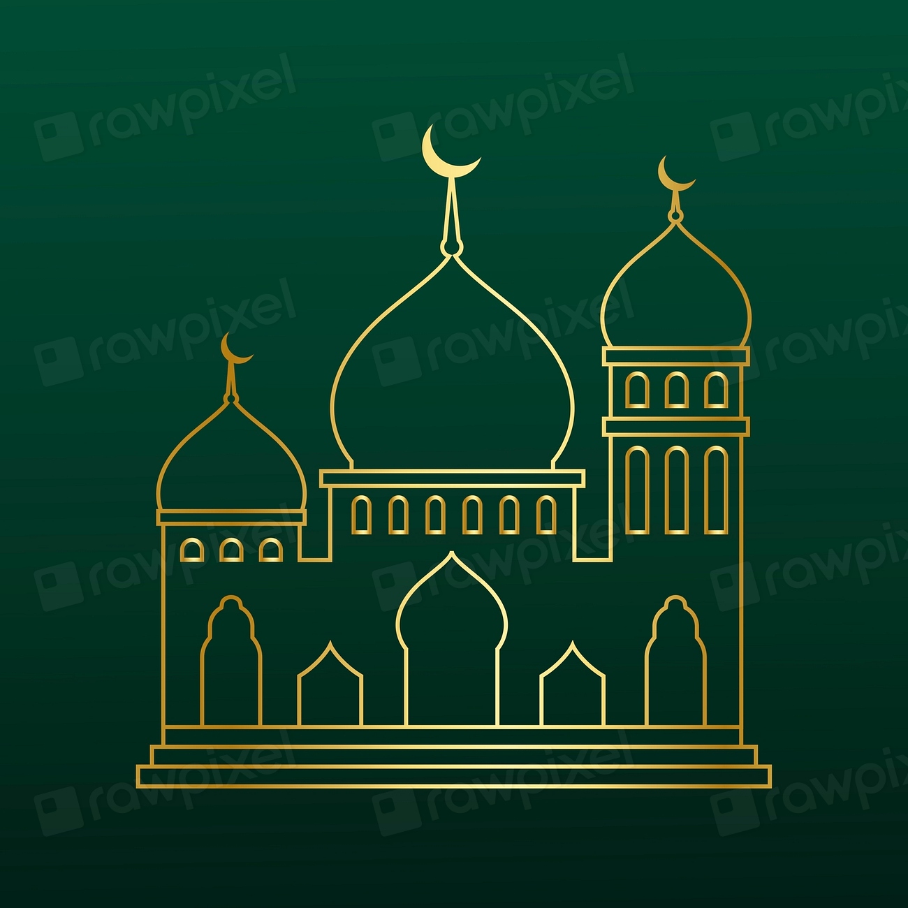Golden mosque sticker line art, | Premium Vector - rawpixel