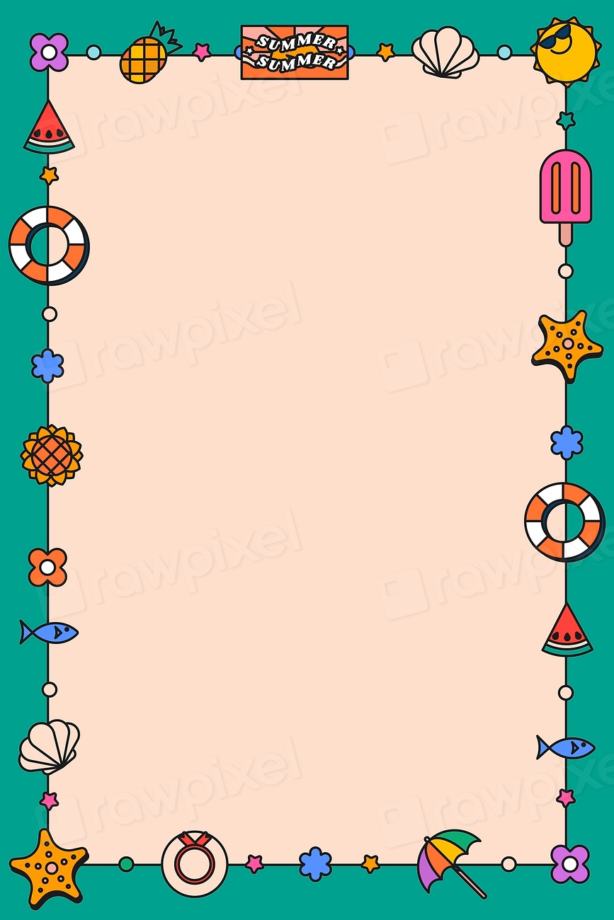 Summer doodle frame, green border | Premium Photo - rawpixel