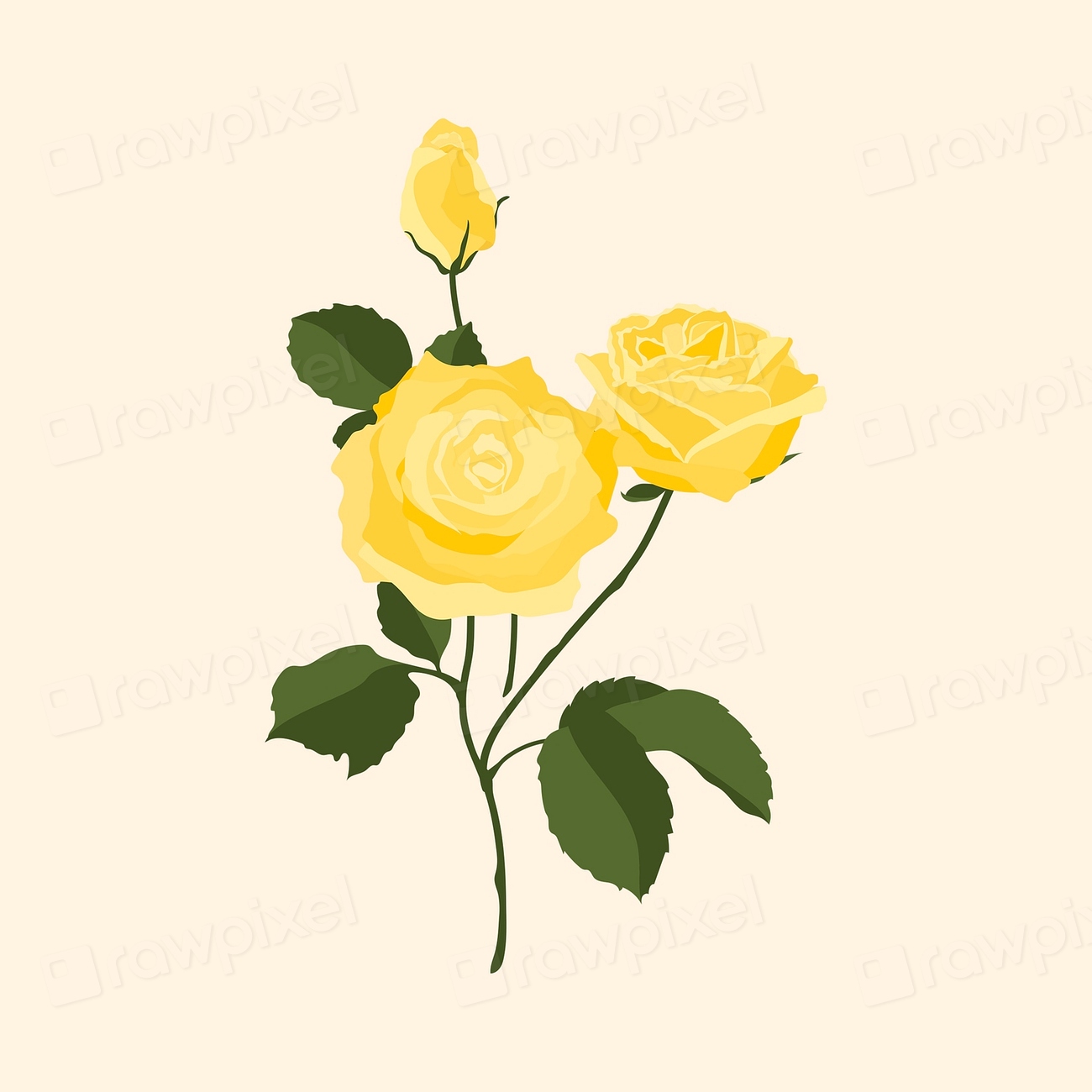 Colorful rose sticker, yellow flower, | Premium PSD Illustration - rawpixel