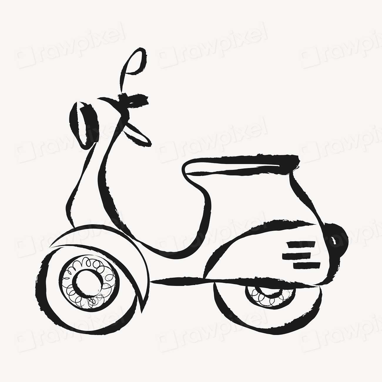 Motorcycle scooter sticker, cute doodle | Free Vector Illustration ...