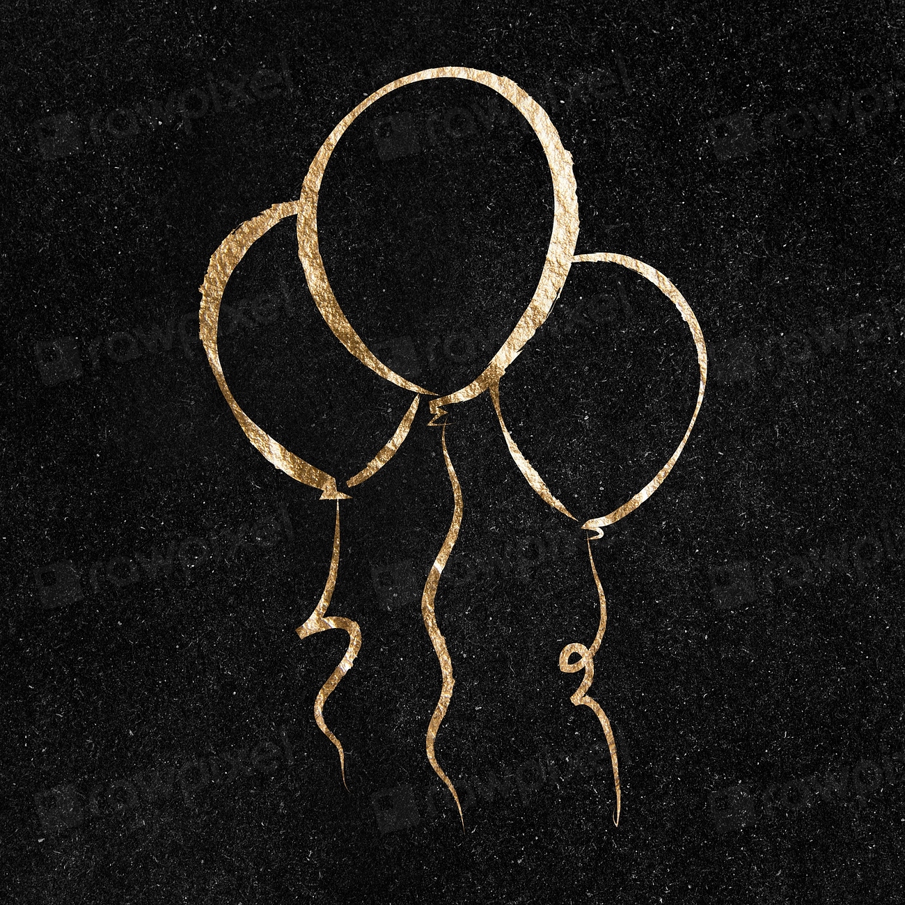 Floating balloons sticker, gold aesthetic | Premium PSD - rawpixel