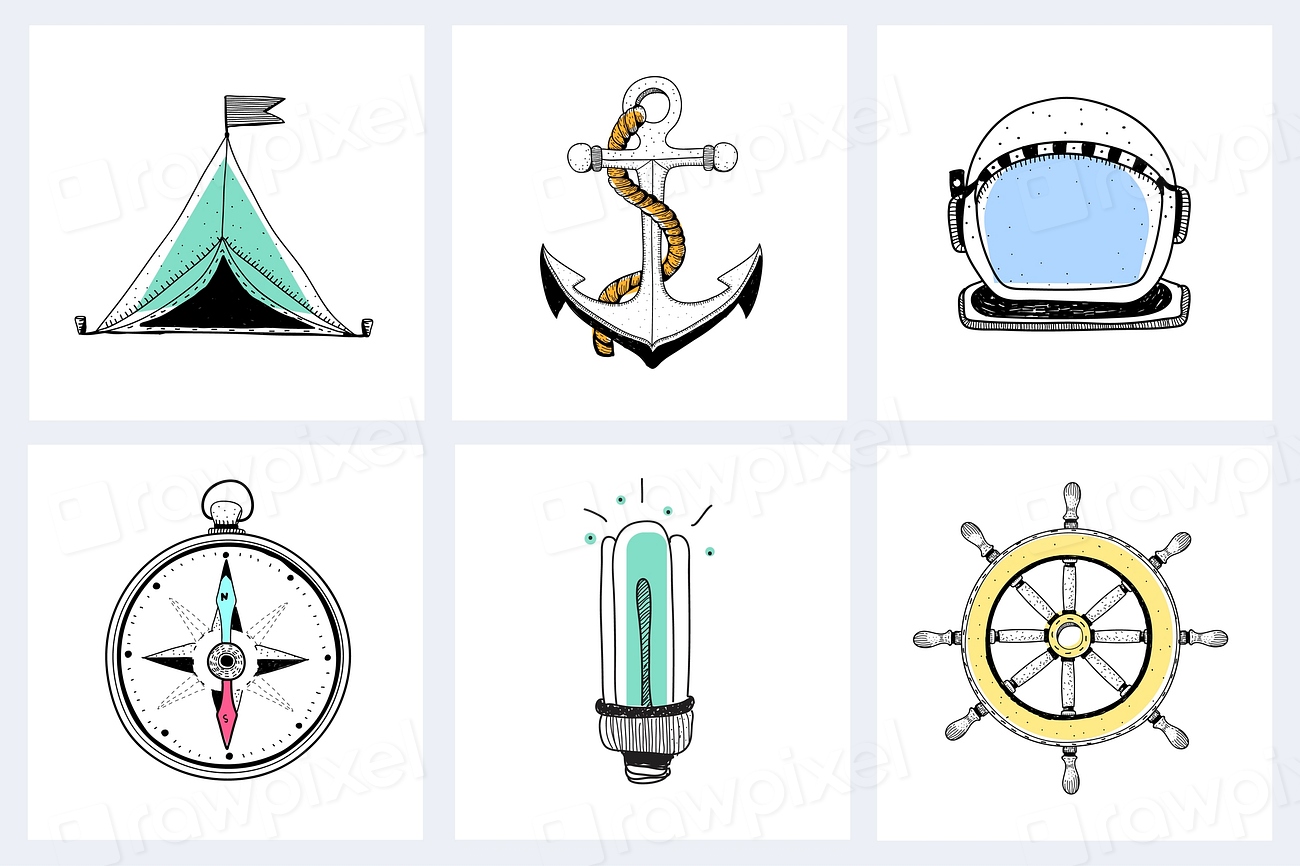 Marine explorer equipment doodle | Free Vector Illustration - rawpixel