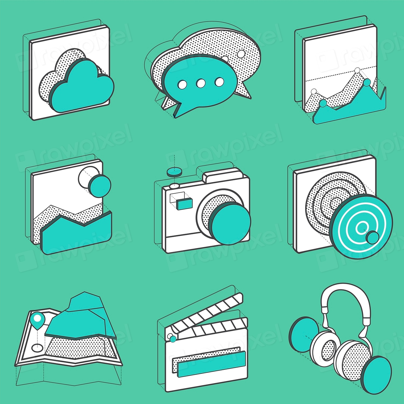 Illustration set of recreation icons | Free Vector - rawpixel