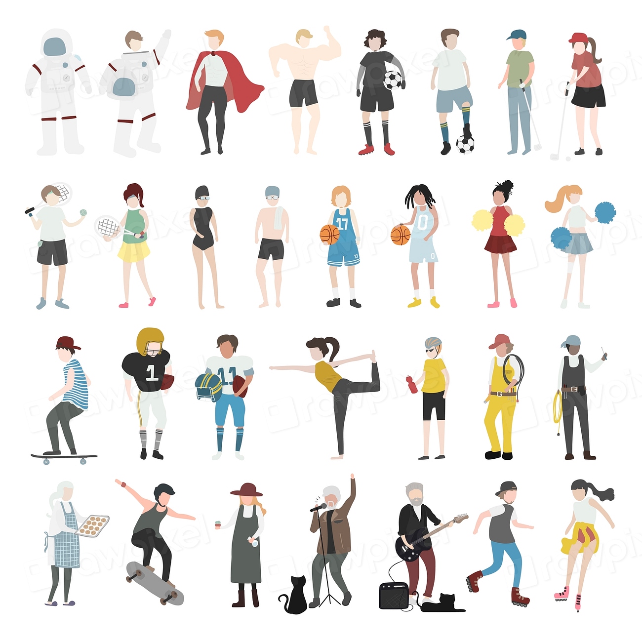 Vector set of illustrated people | Premium Photo - rawpixel