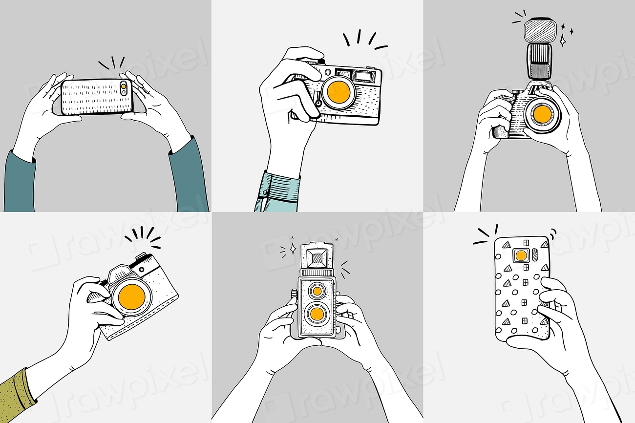Drawing set hands taking photos | Premium Vector Illustration - rawpixel