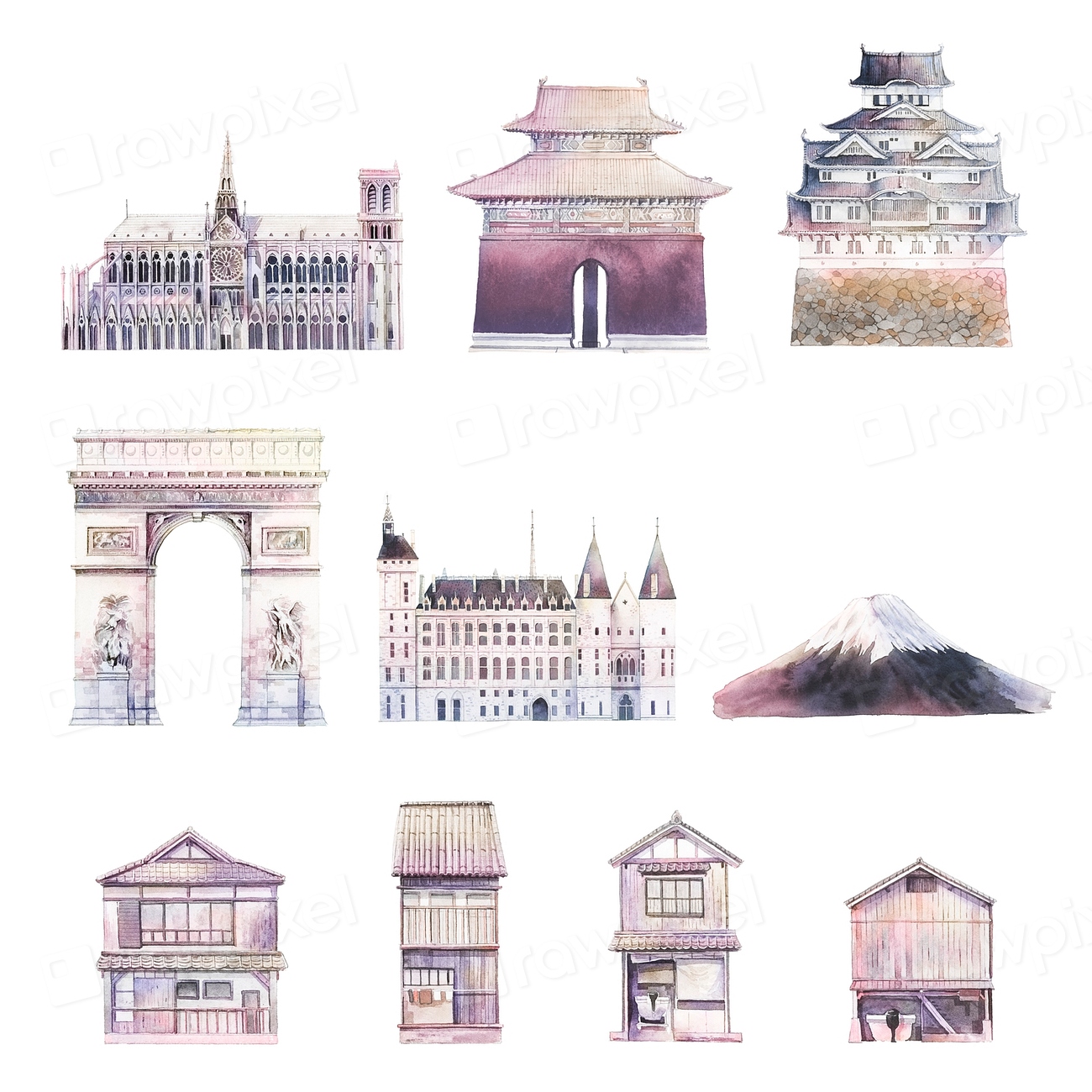 Set of famous landmark vectors | Premium PSD - rawpixel