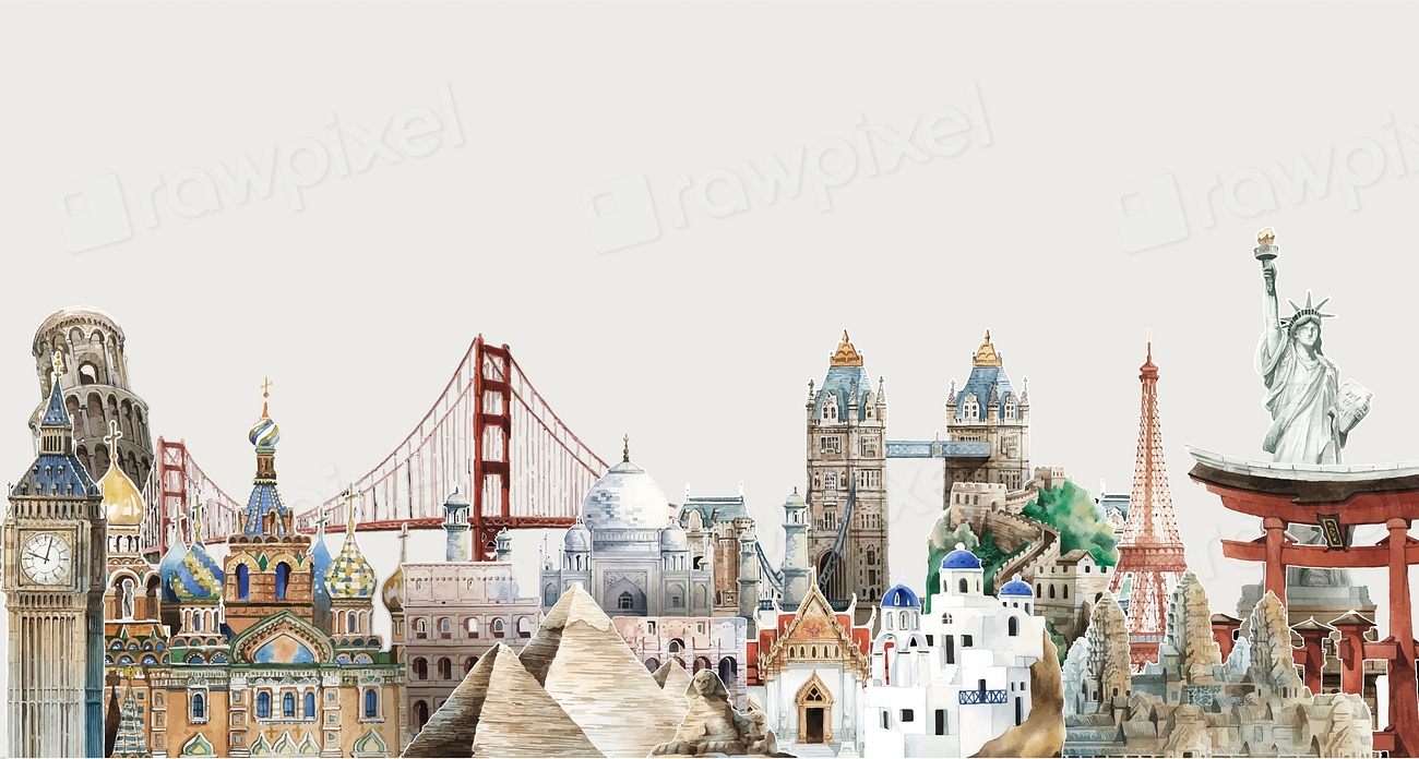 Collection of architectural landmarks around the world | Premium Vector ...