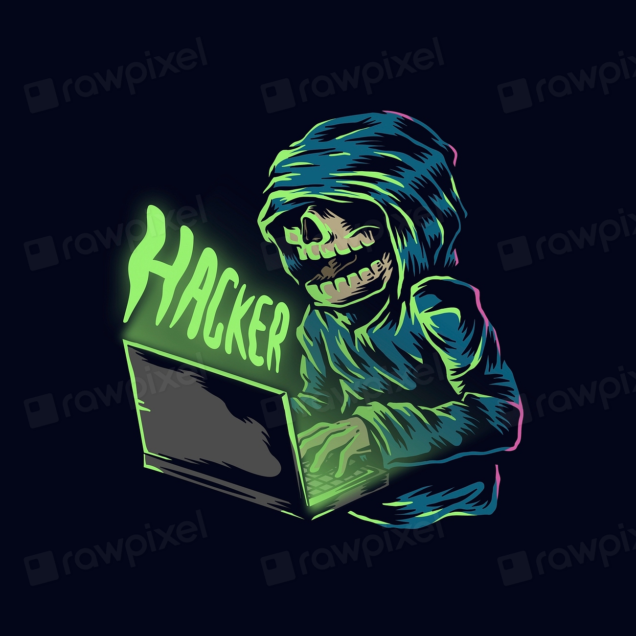 Hand drawn skull hacker hoodie | Premium Vector Illustration - rawpixel