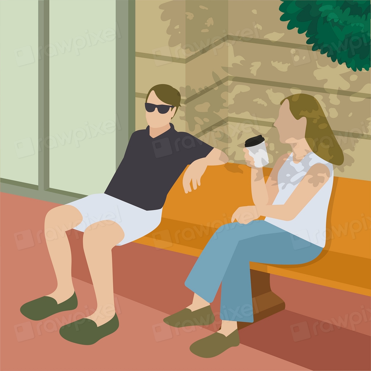 Friends having a coffee illustration | Premium Vector Illustration ...