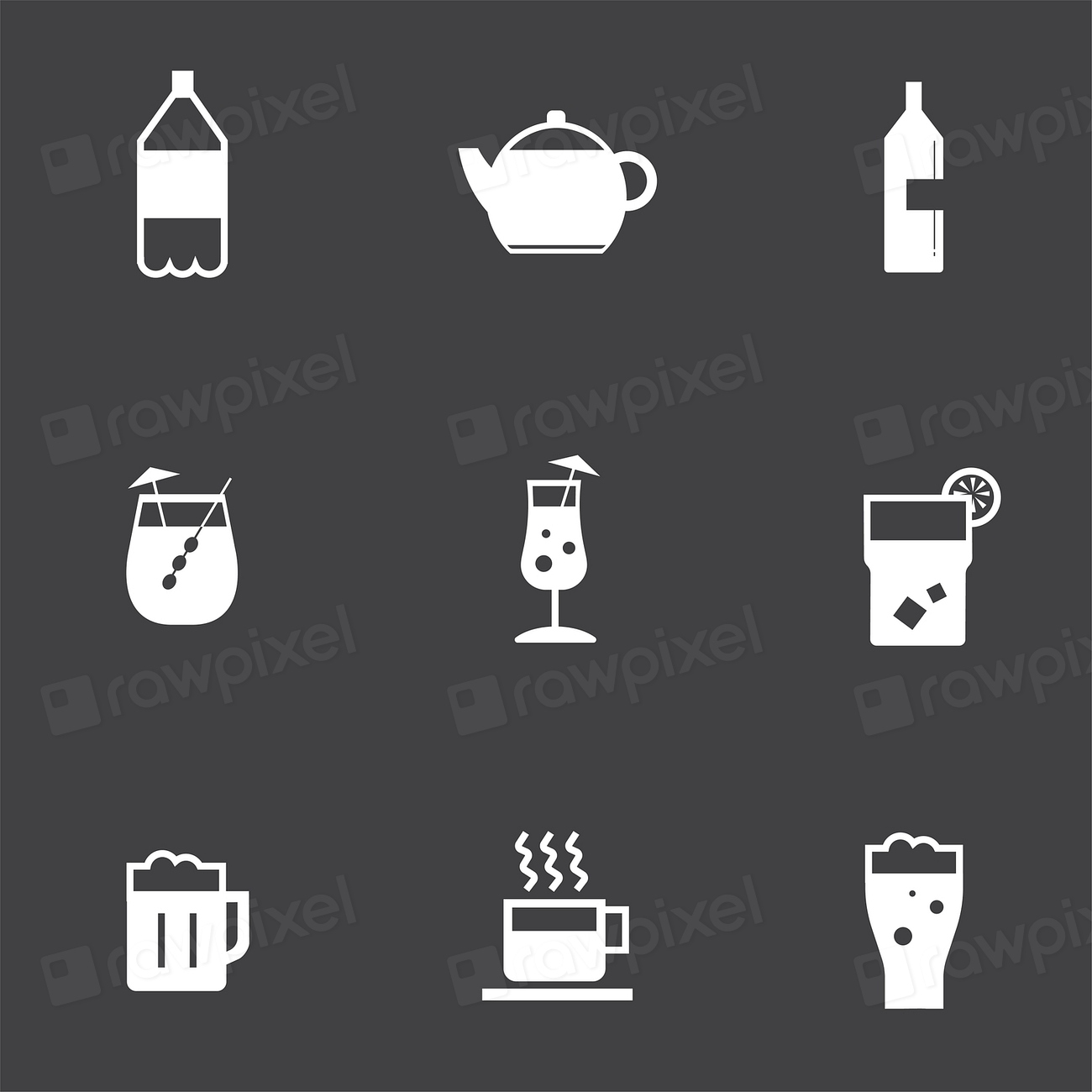 Refreshing drinks icons collection illustration | Free Vector - rawpixel