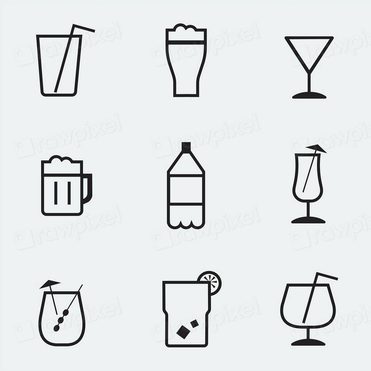 Refreshing drinks icons collection illustration | Free Vector - rawpixel