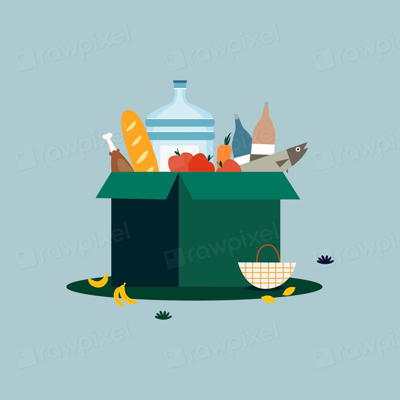 Isolated box of groceries illustration | Free Vector - rawpixel