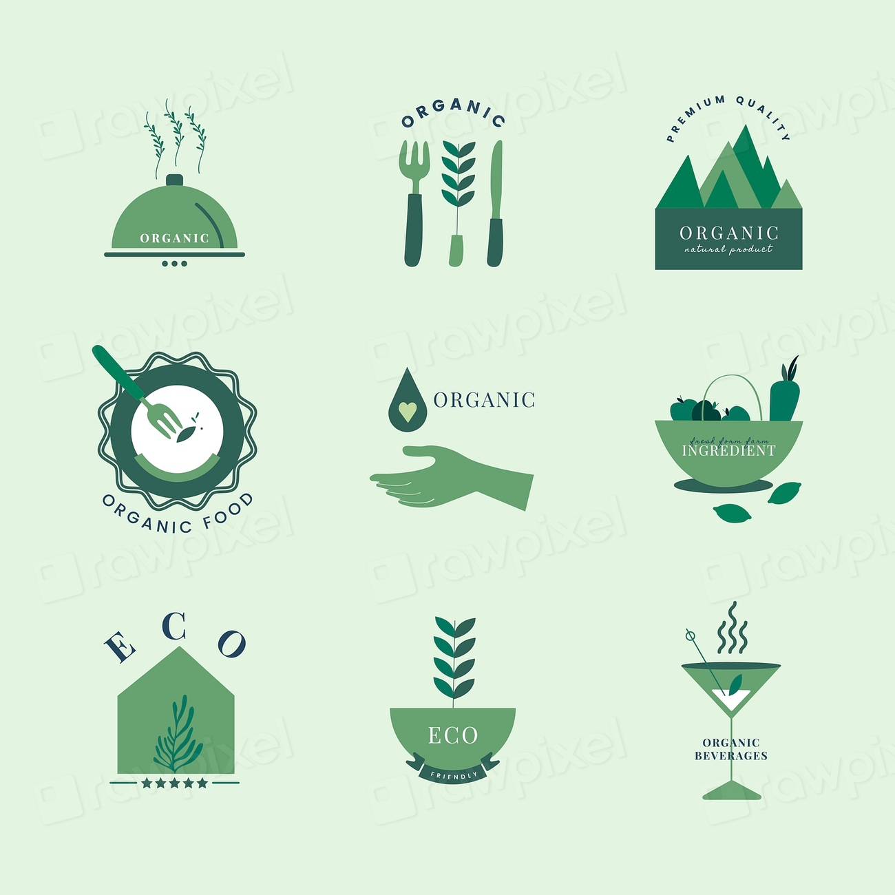 Set organic and go green | Premium Vector - rawpixel