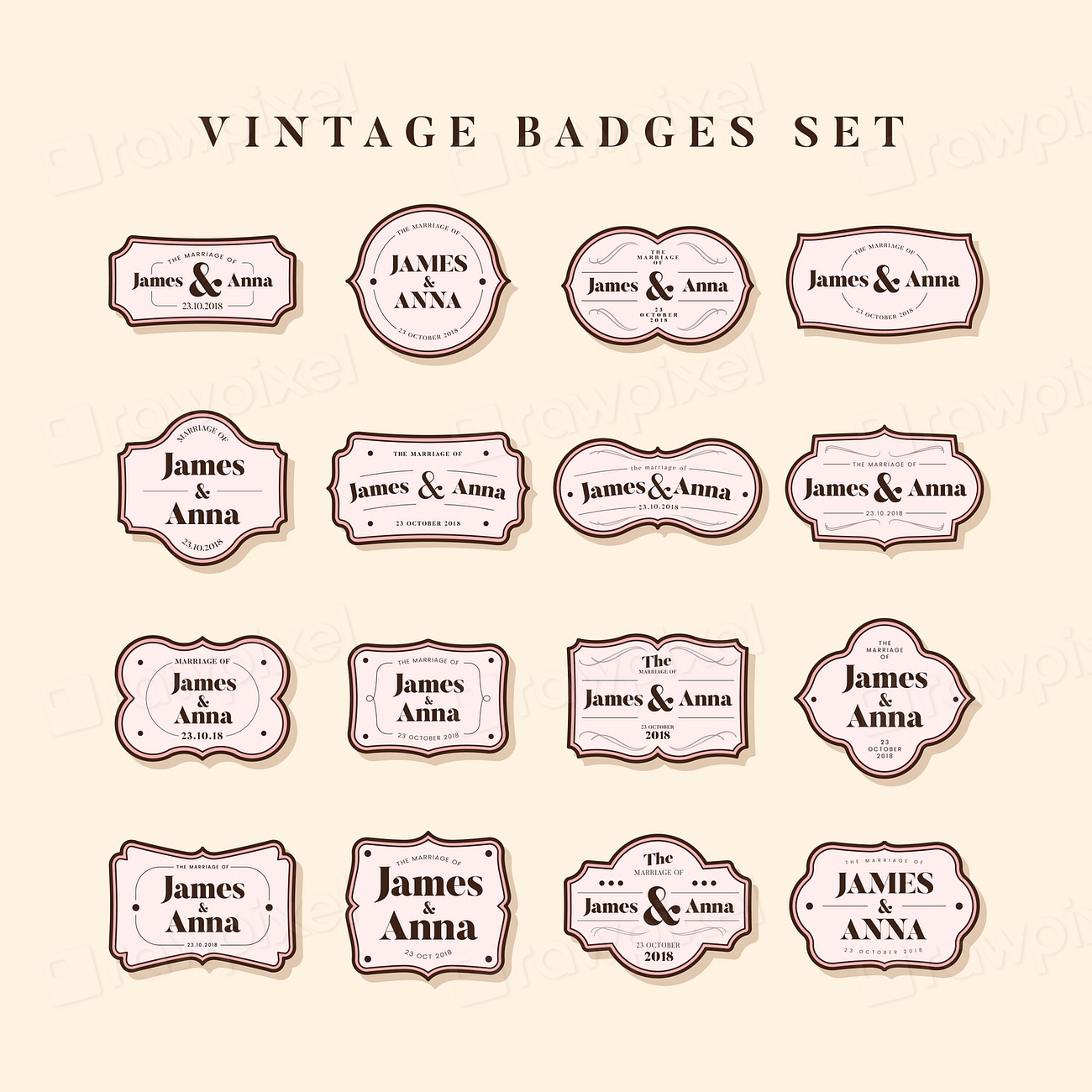 Classic style wedding invitation badge | Premium Vector - rawpixel