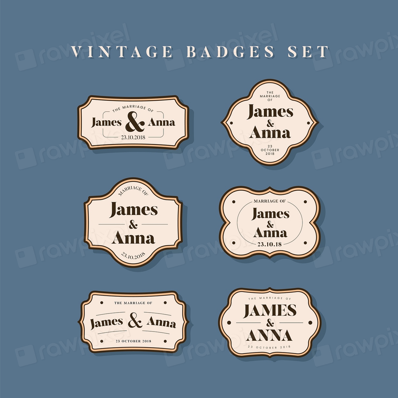 Set of wedding invitation badges | Premium Vector - rawpixel