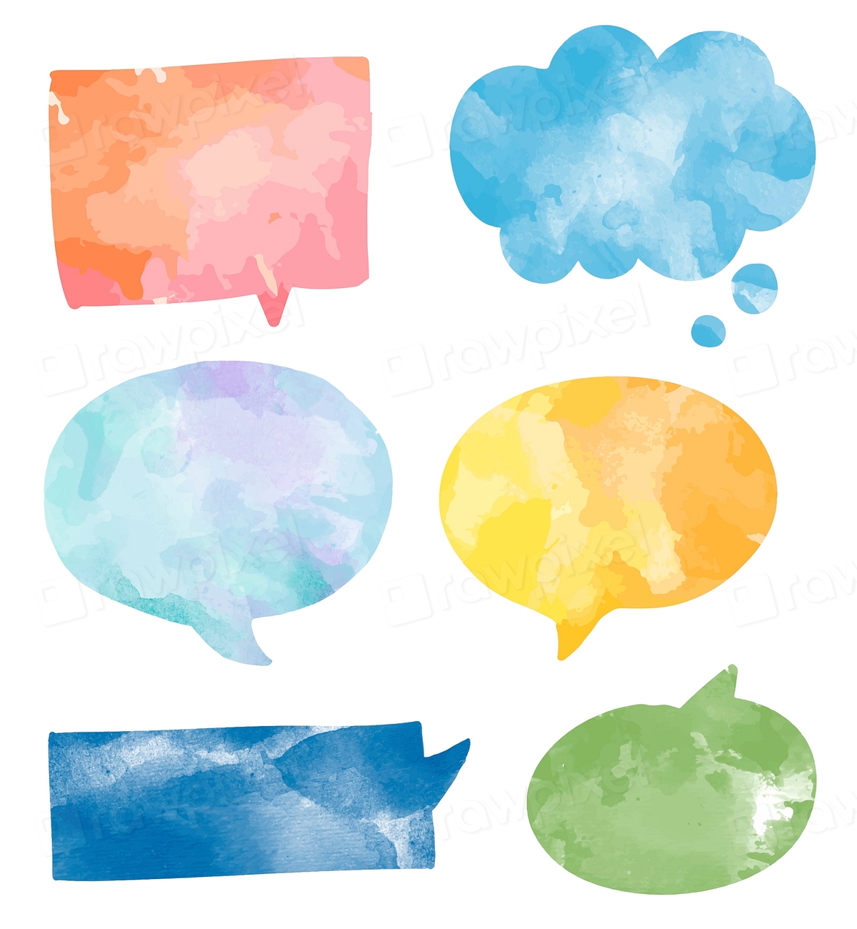 Set of colorful watercolor speech | Premium Vector - rawpixel