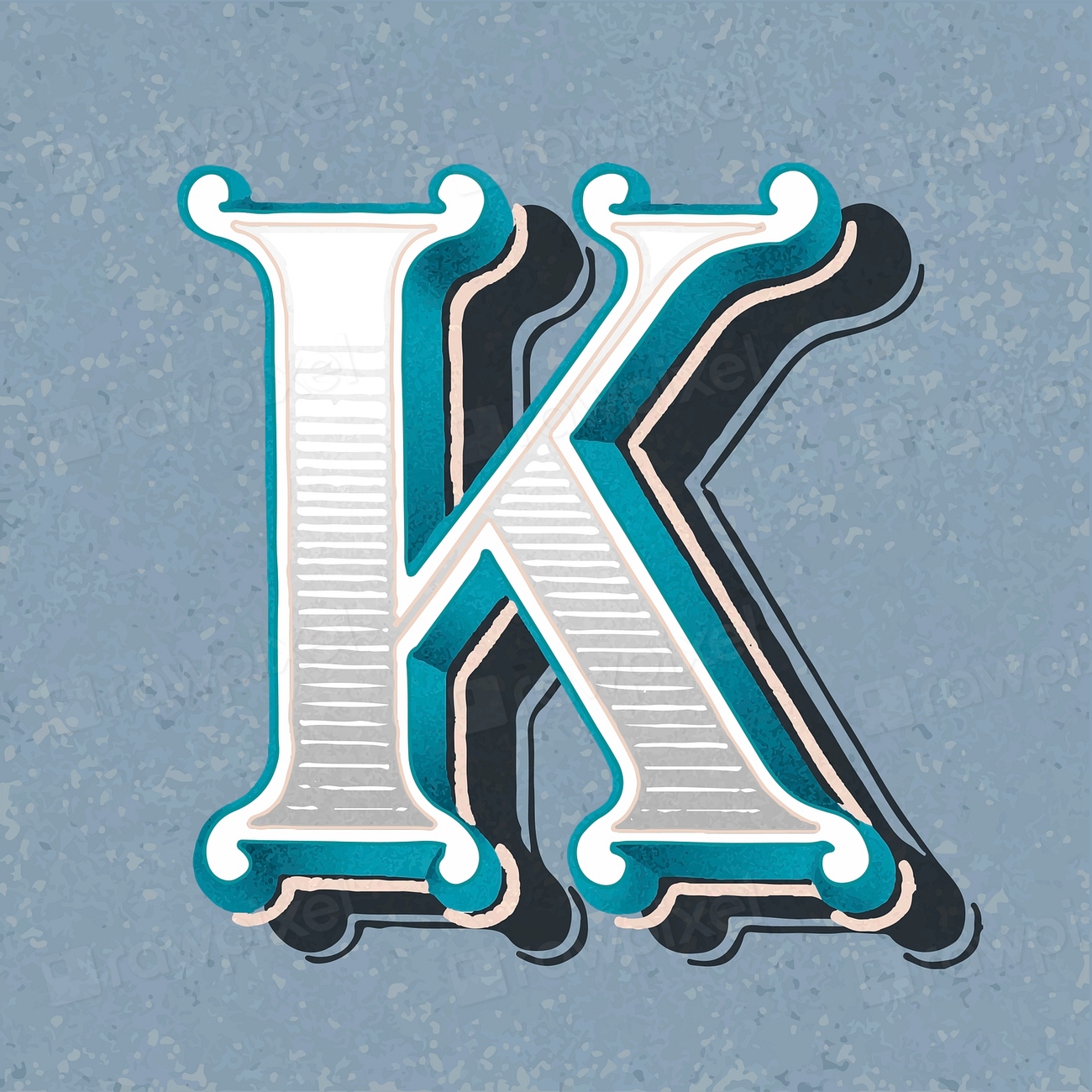 Capital letter K vintage typography | Free Vector - rawpixel