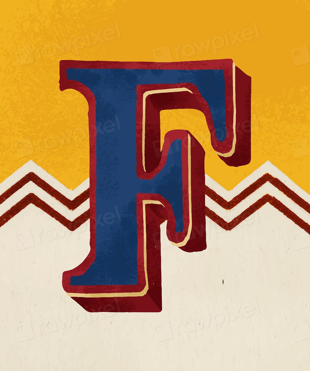 Capital letter F vintage typography | Premium Vector - rawpixel