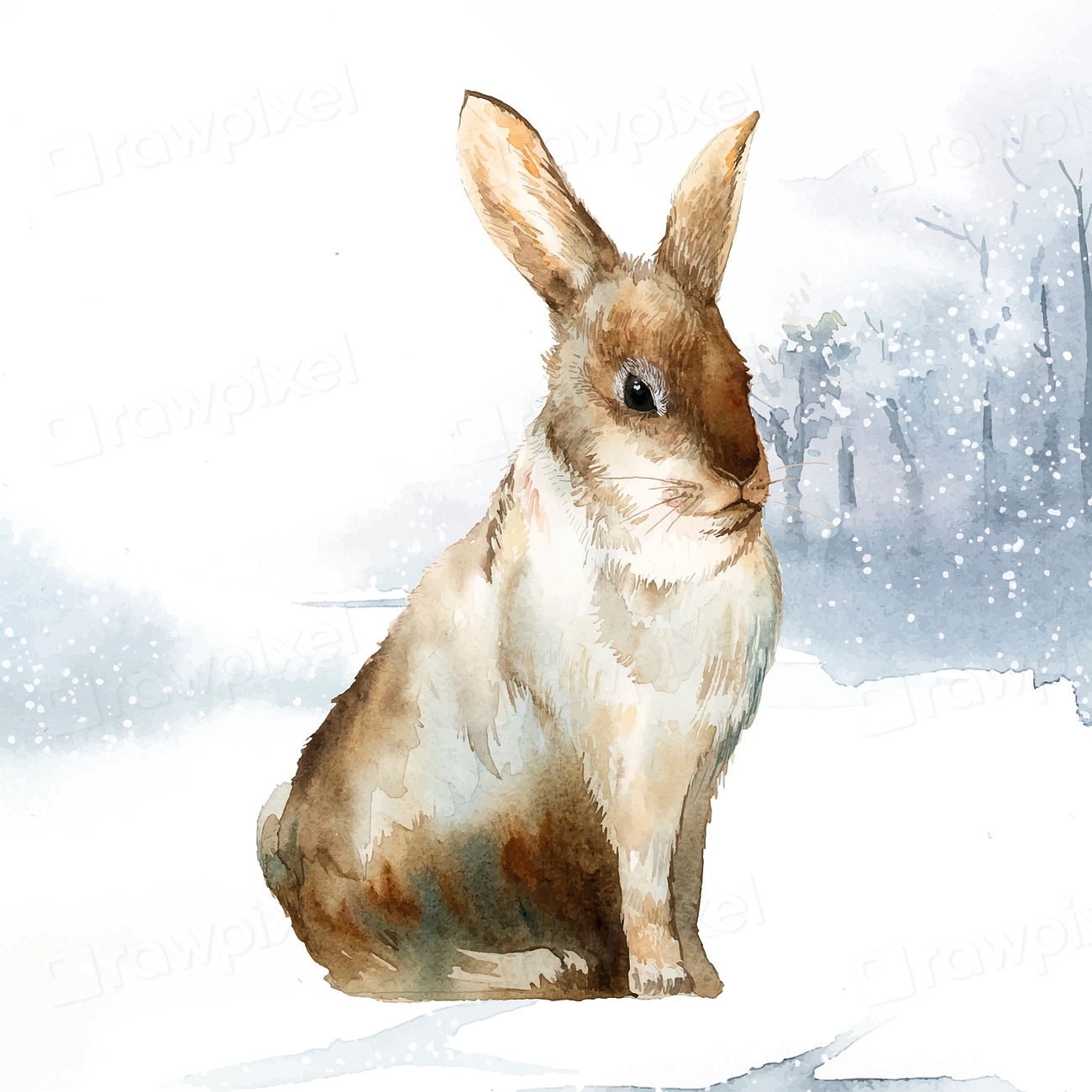 Wild brown rabbit winter wonderland | Premium Vector Illustration ...