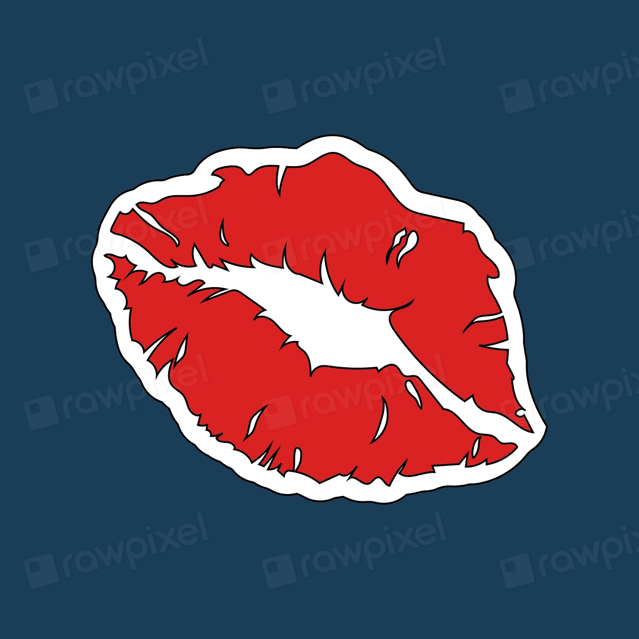 Red lipstick print sticker vector | Premium Vector - rawpixel