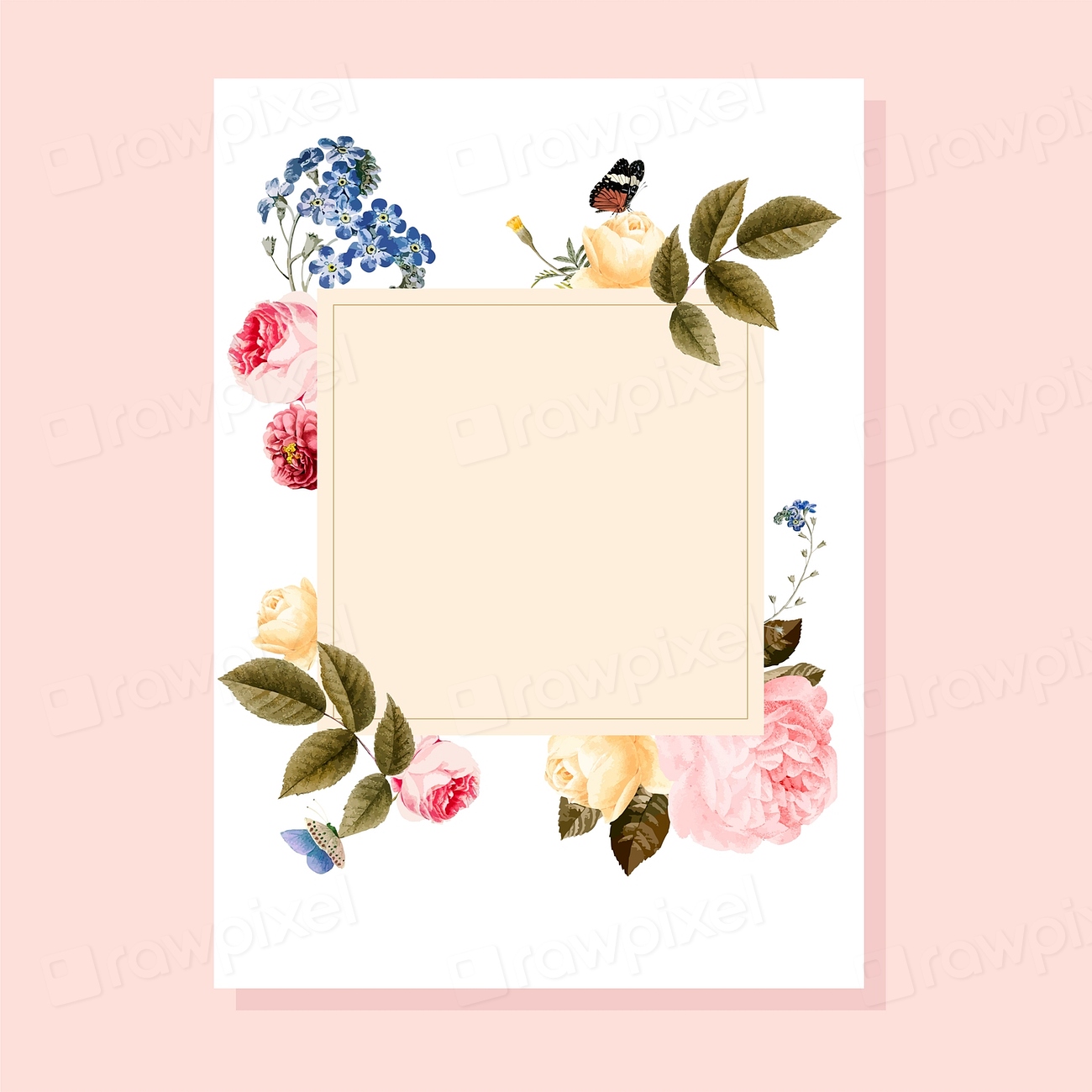 Blank floral frame card illustration | Premium Vector - rawpixel