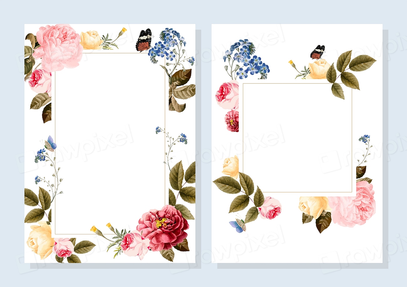 Blank floral frame card illustration | Premium Vector - rawpixel
