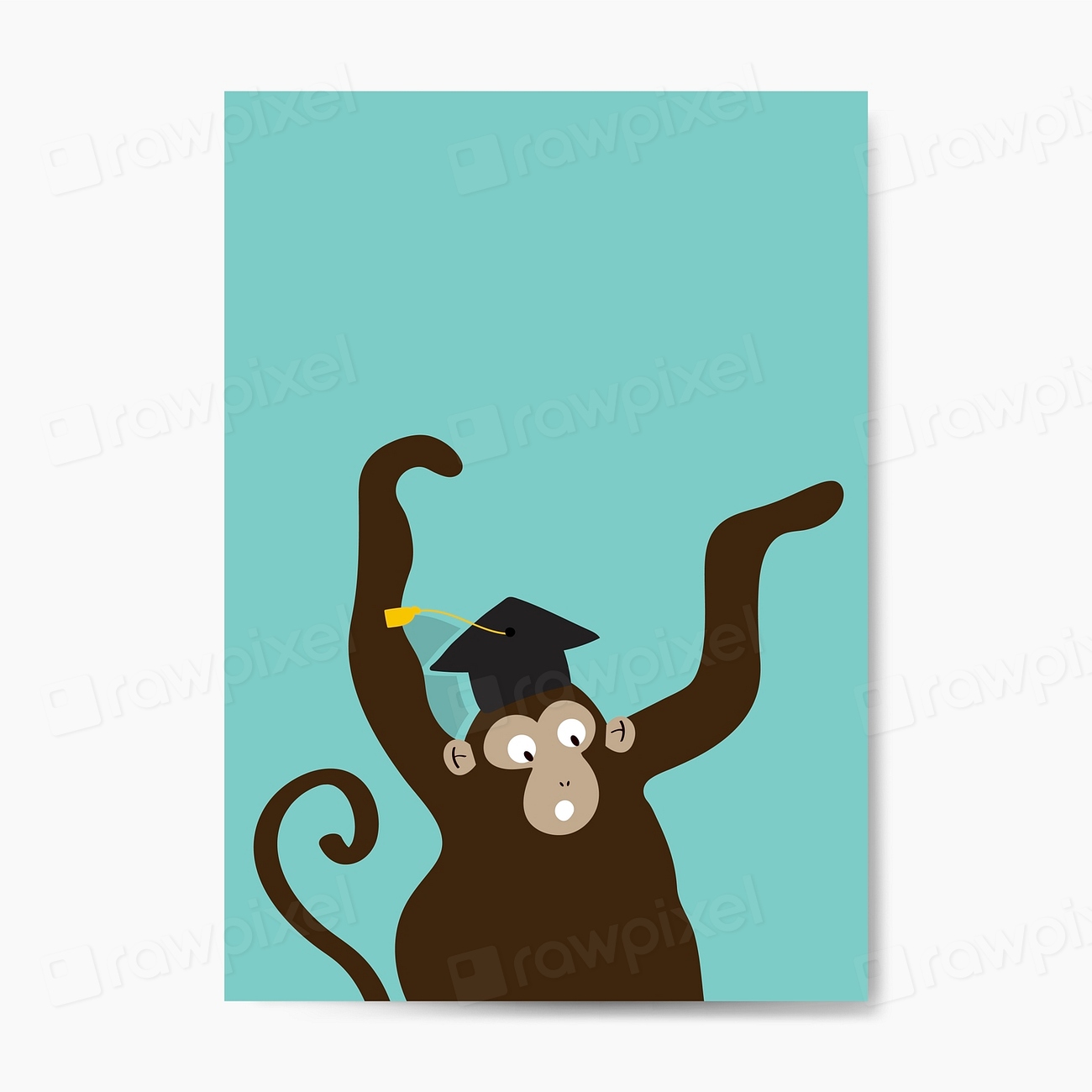 Excited monkey wearing graduation hat | Premium Vector - rawpixel