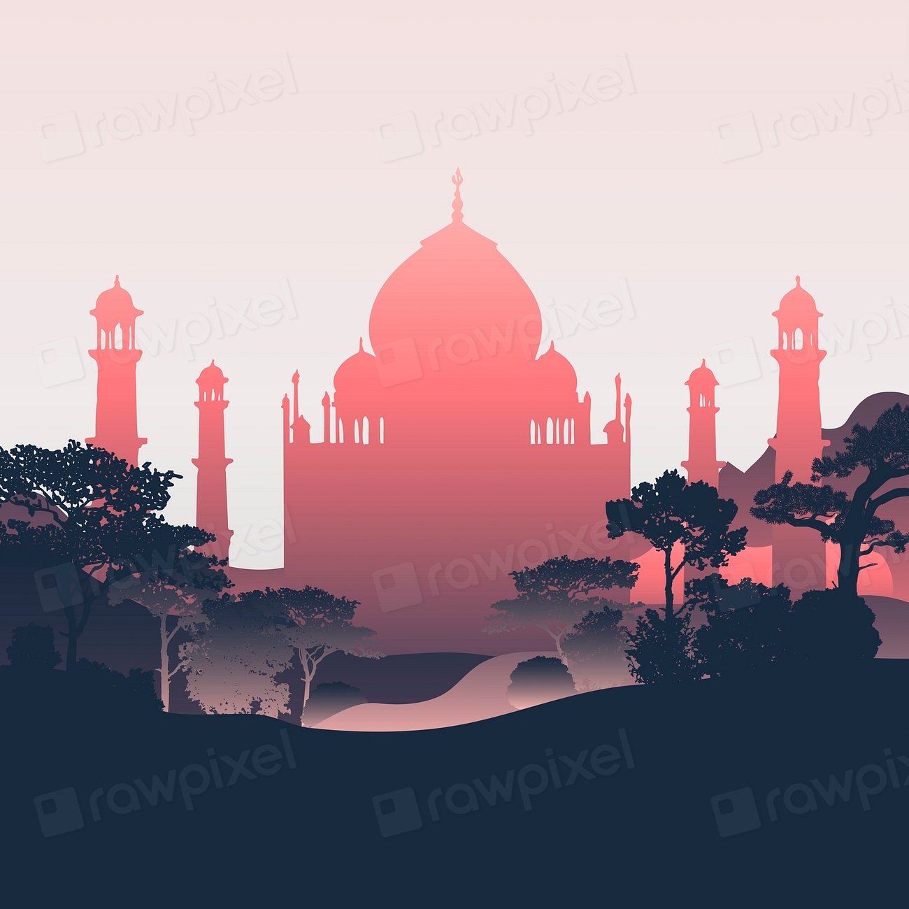 Silhouette Taj Mahal vector | Premium Vector - rawpixel