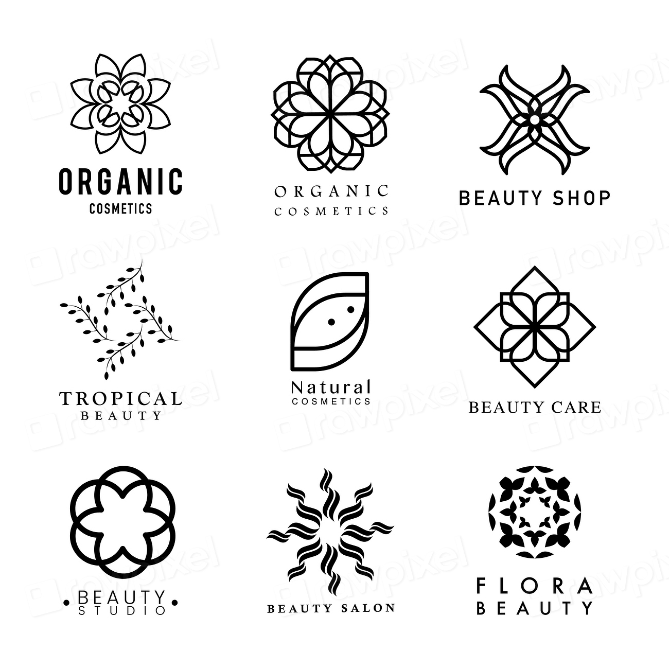 Collection organic cosmetics logo vector | Premium Vector - rawpixel