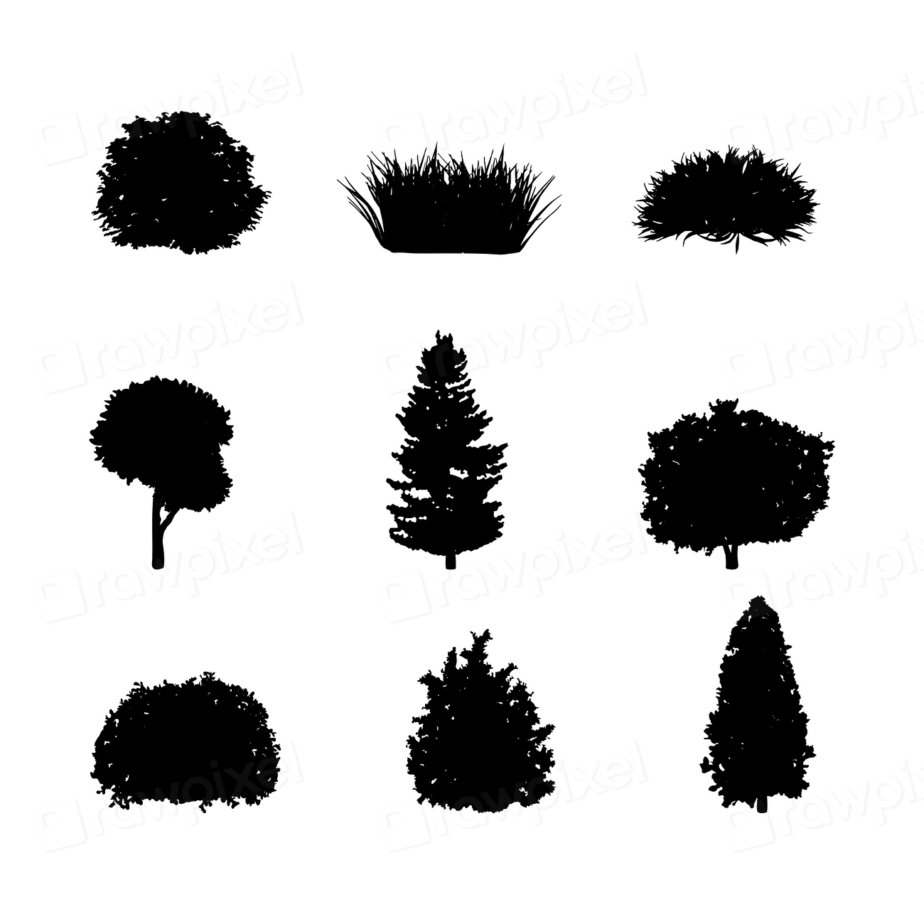 Collection tree and shrub silhouettes | Premium Vector - rawpixel