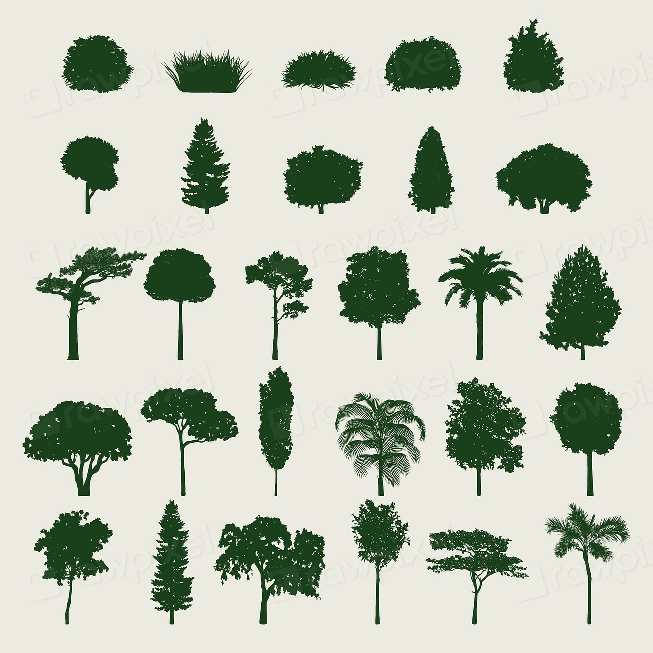 Collection of tree silhouettes vector | Free Vector - rawpixel